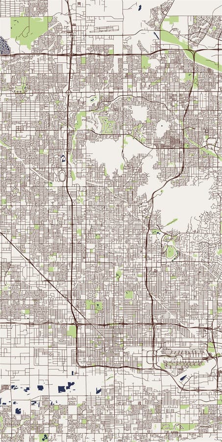 Mapa Da Cidade De Phoenix, O Arizona, EUA Ilustração Stock - Ilustração ...