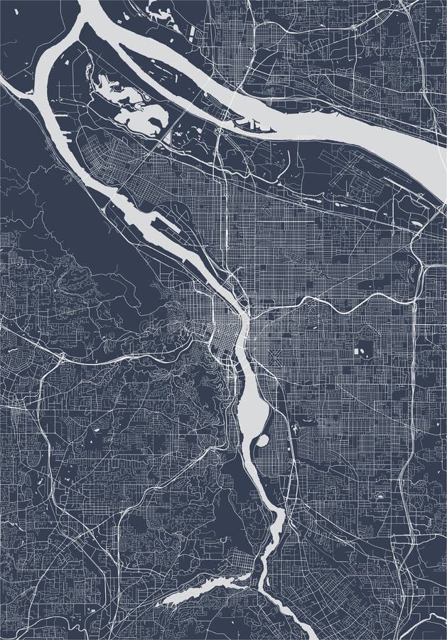 Mapa Da Cidade De Portland, Oregon, EUA Ilustração Stock - Ilustração ...