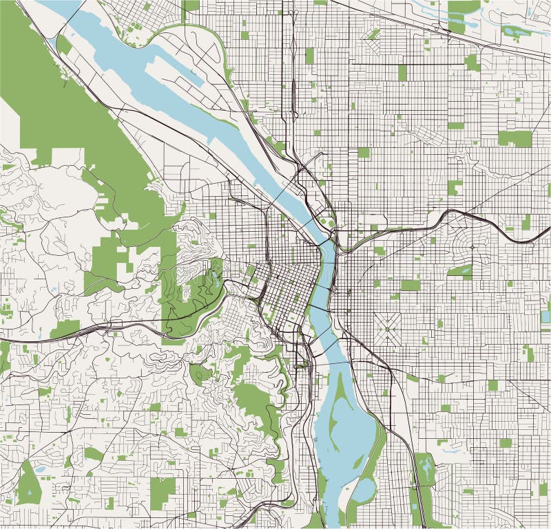 Mapa Da Cidade De Portland, Oregon, EUA Ilustração Stock - Ilustração ...