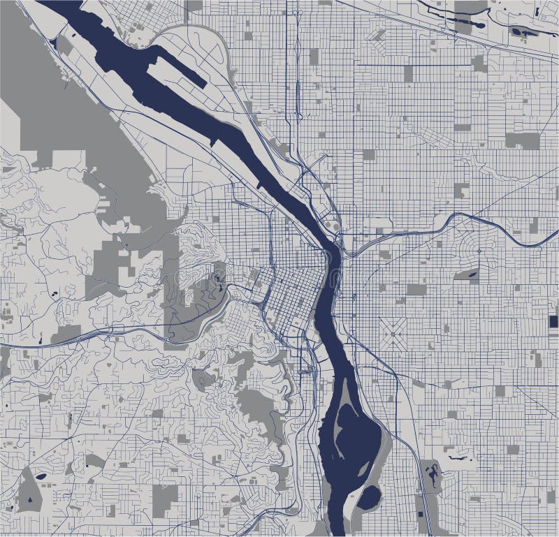 Mapa Da Cidade De Portland, Oregon, EUA Ilustração Stock - Ilustração ...