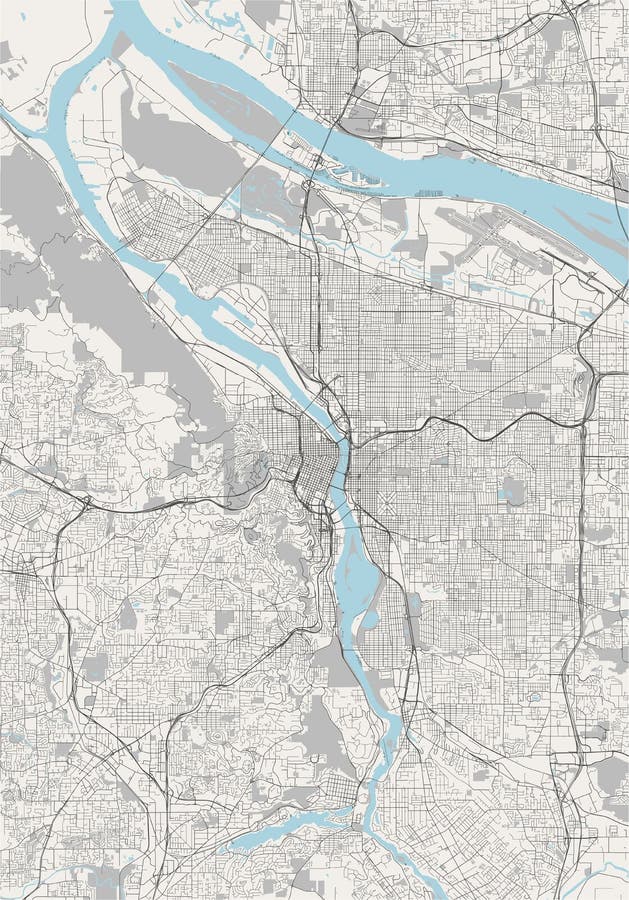 Mapa Da Cidade De Portland, Oregon, EUA Ilustração Stock - Ilustração ...