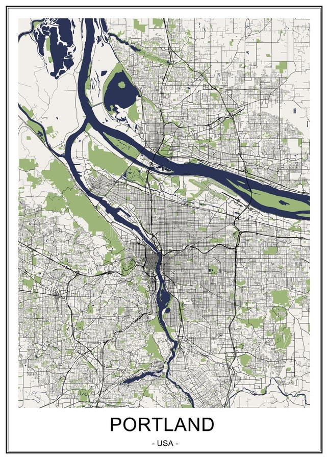 Mapa Da Cidade De Portland, Oregon, EUA Ilustração Stock - Ilustração ...