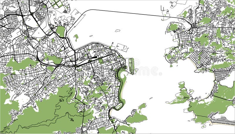 Mapa Da Cidade De Rio De Janeiro, Do Sudeste, Brasil Ilustração do ...