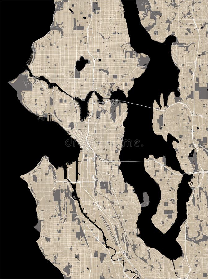 Mapa Da Cidade De Seattle, Washington, EUA Ilustração Stock ...