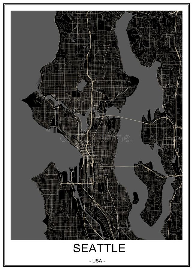 Mapa Da Cidade De Seattle, Washington, EUA Ilustração Stock ...
