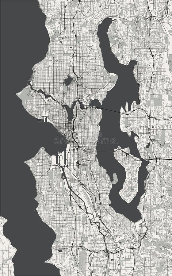 Mapa Da Cidade De Seattle, Washington, EUA Ilustração Stock ...