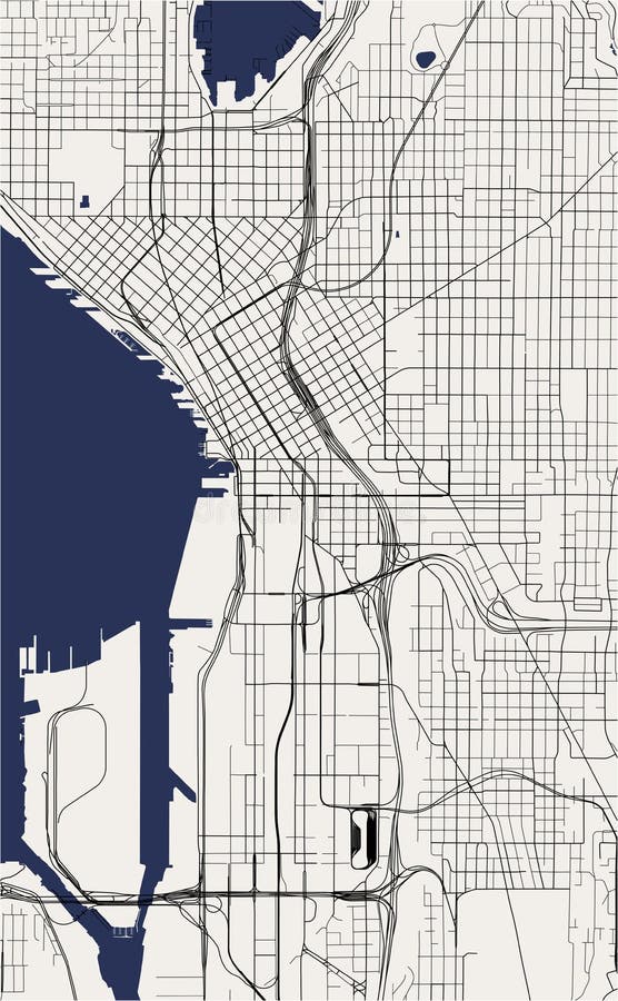 Mapa Da Cidade De Seattle, Washington, EUA Ilustração Stock ...