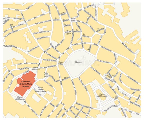Mapa Da Cidade De Siena, Itália Ilustração Stock - Ilustração de ...