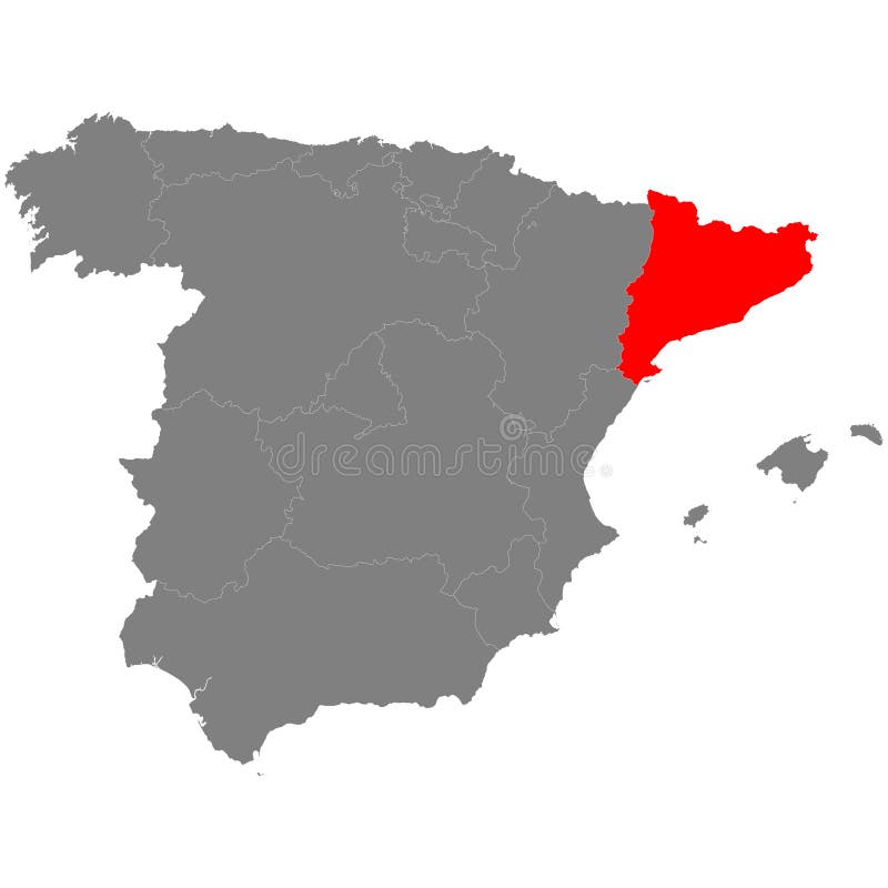 Mapa Da Espanha Com Borderrs De Catalonia Ilustração Stock - Ilustração ...
