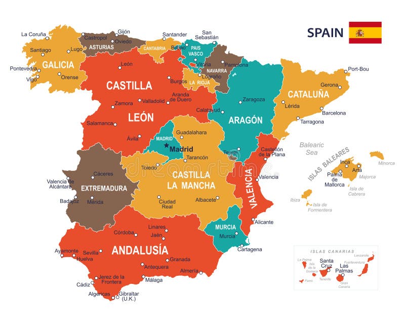 Mapa Da Espanha - Ilustração Ilustração Stock - Ilustração de ...