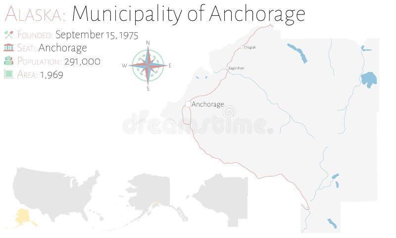 Mapa Da Municipalidade De Anchorage Em Alaska Ilustração do Vetor ...