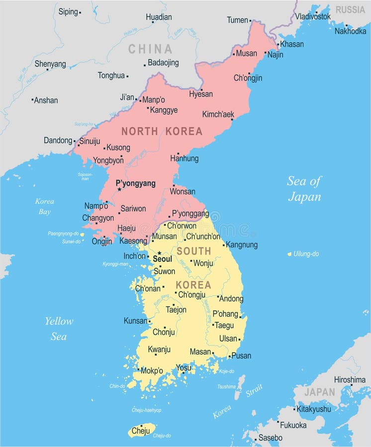 Mapa Da Península Da Coreia - Ilustração Do Vetor Ilustração Stock ...