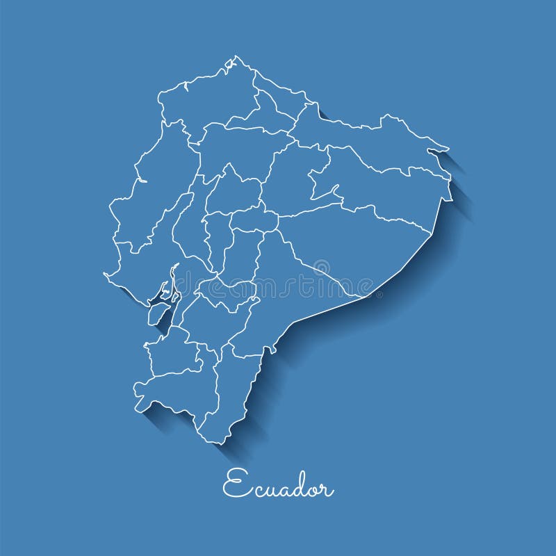 Mapa Da Região De Equador: Azul Com Esboço Branco E Ilustração do Vetor ...