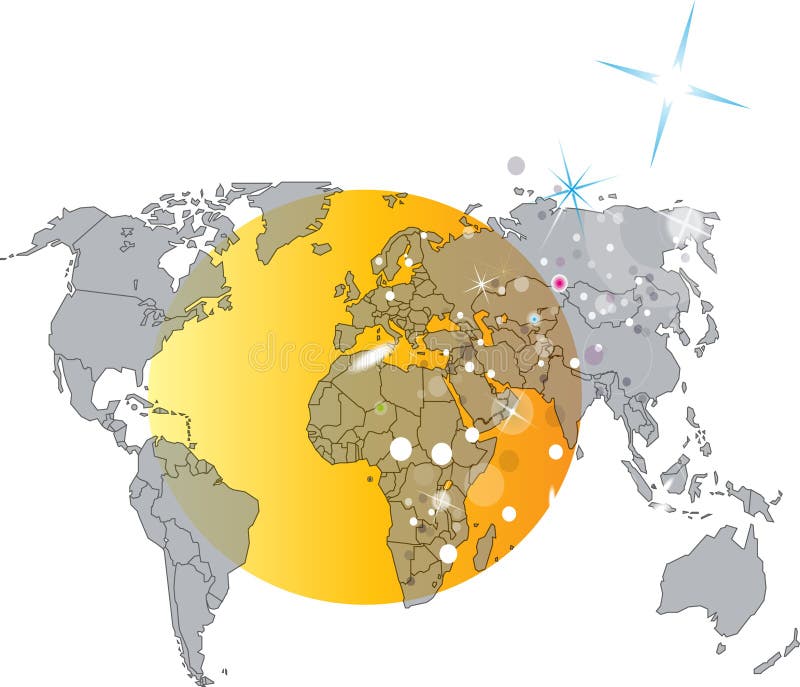Mapa Da Terra Com O Sol No Fundo Ilustração do Vetor - Ilustração de ...