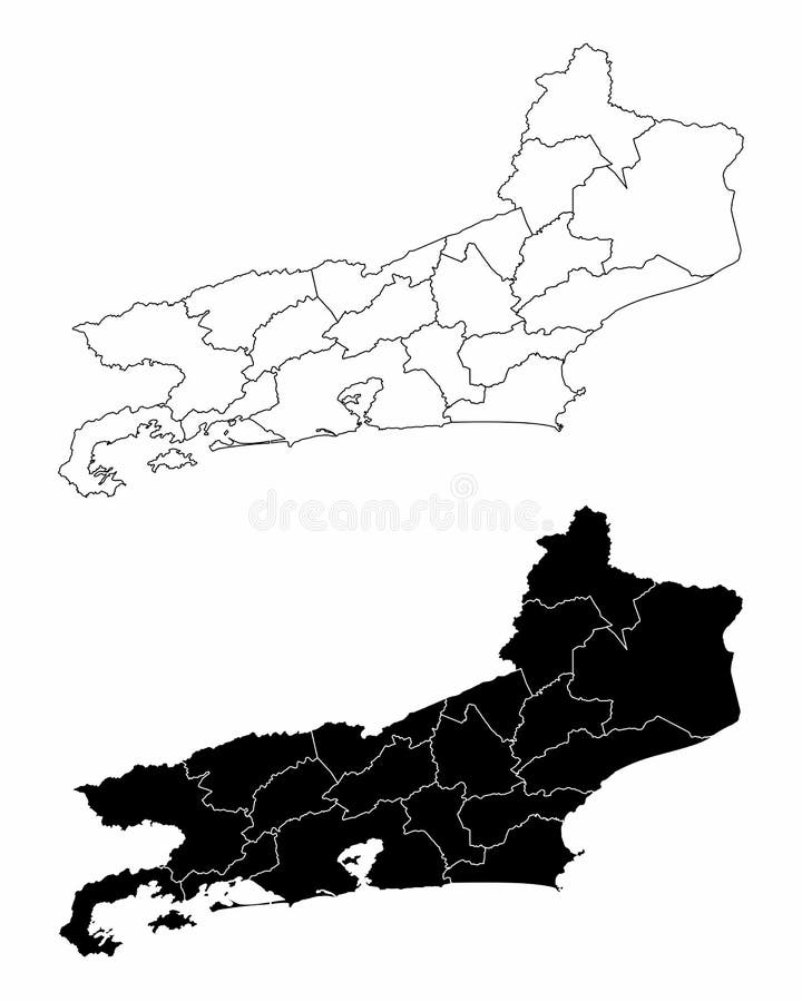 Mapa Das Regiões Do Estado Do Rio Ilustração Stock - Ilustração de ...
