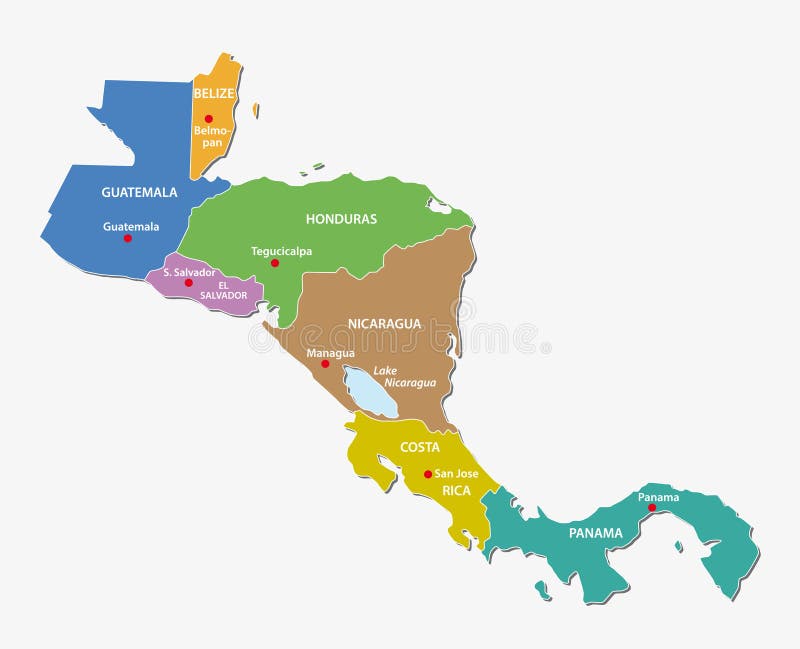 Mapa De La Región De America Central Con Los Estados Centroamericanos ...