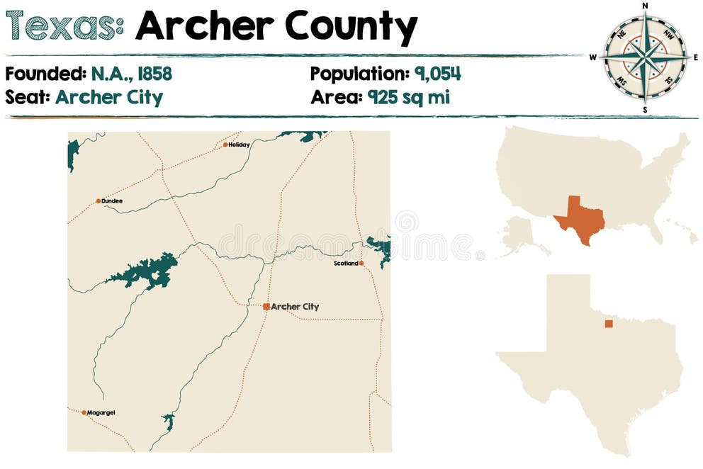 Mapa De Archer County Em Texas Ilustração do Vetor - Ilustração de ...