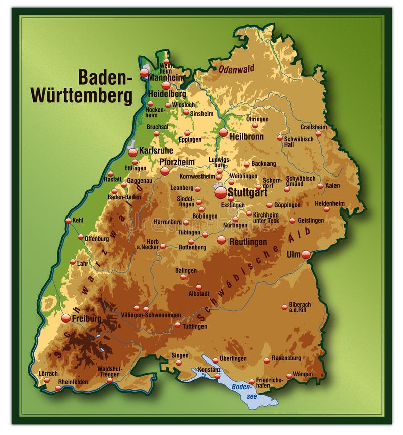 Mapa de Baden-wurttemberg stock de ilustración. Ilustración de tarjetas ...