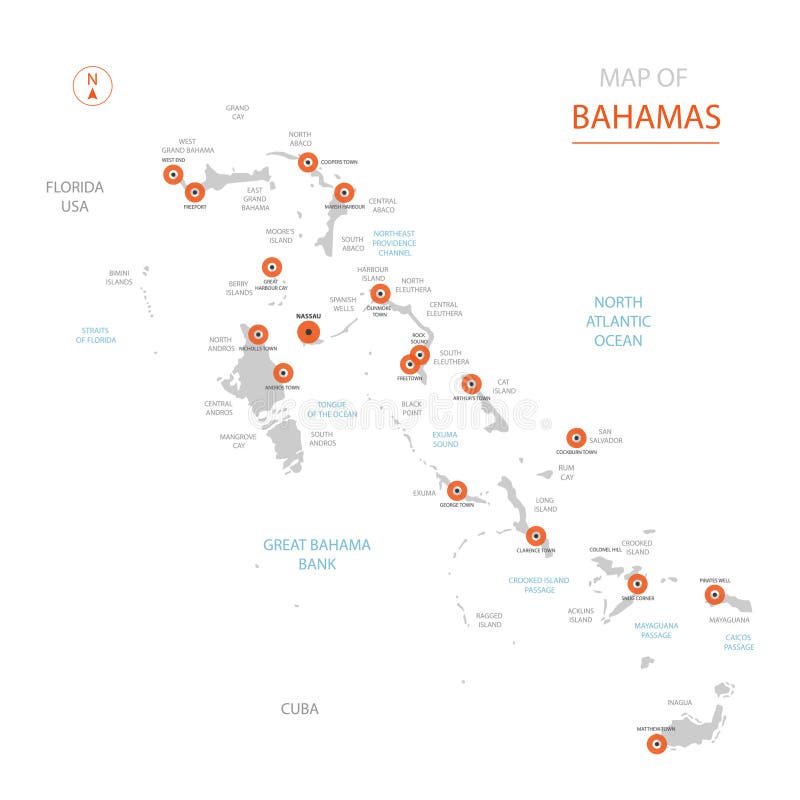 El Mapa Político De Bahamas Ilustración del Vector - Ilustración de ...