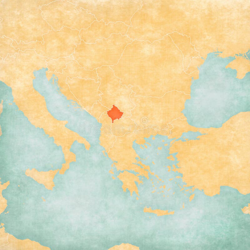 Mapa de Balcanes - Kosovo stock de ilustración. Ilustración de papel ...