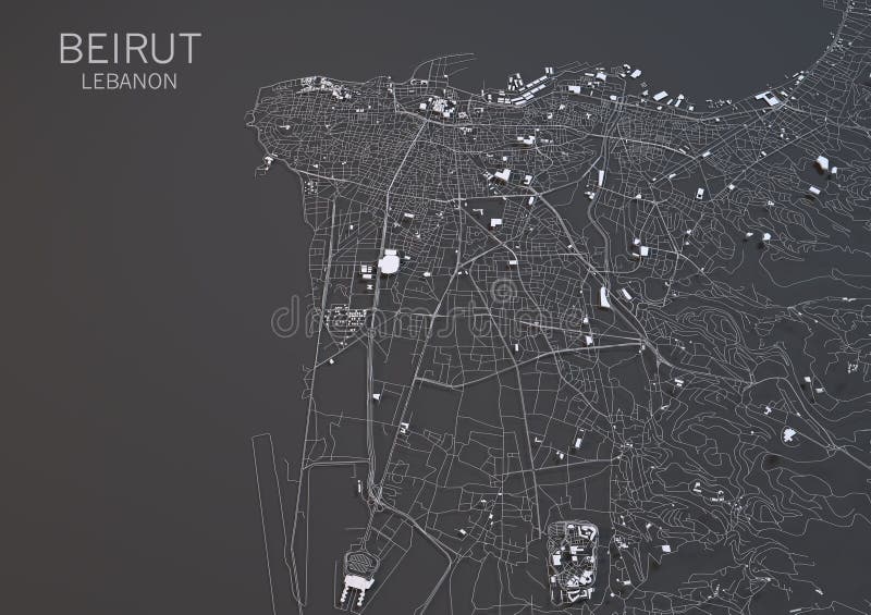 Mapa De Beirut. Mapa Detalhado Do Cartaz Da Cidade De Beirut Com As ...