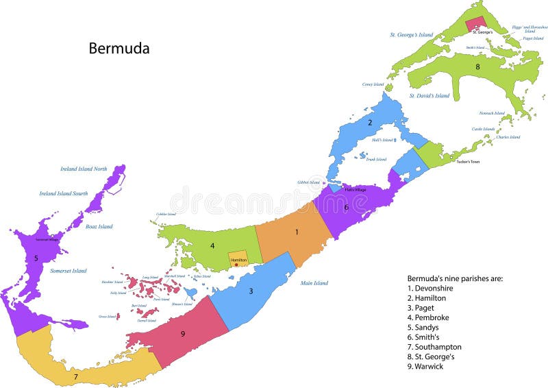 Mapa de Bermuda ilustração do vetor. Ilustração de hamilton - 34143575