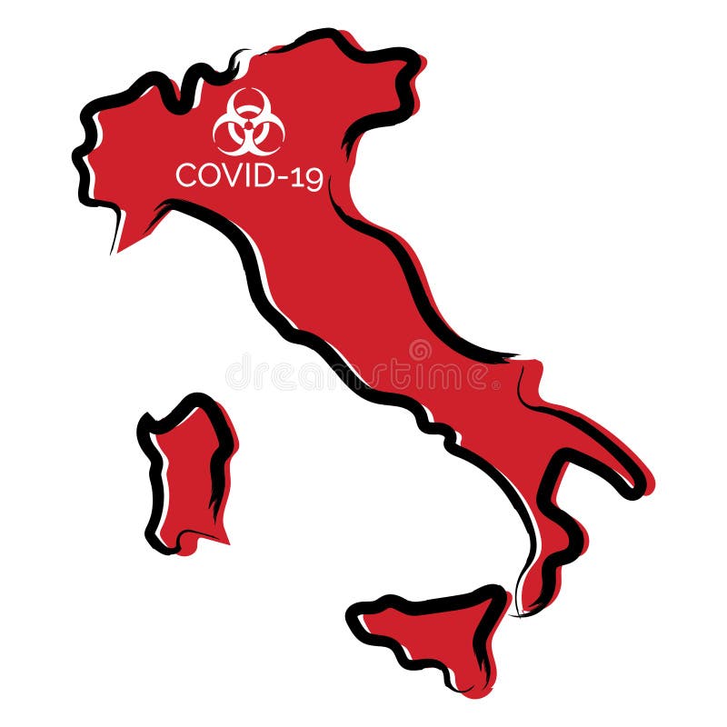 Mapa De Boceto Rojo De Italia Con Coranovirus Ilustración del Vector ...