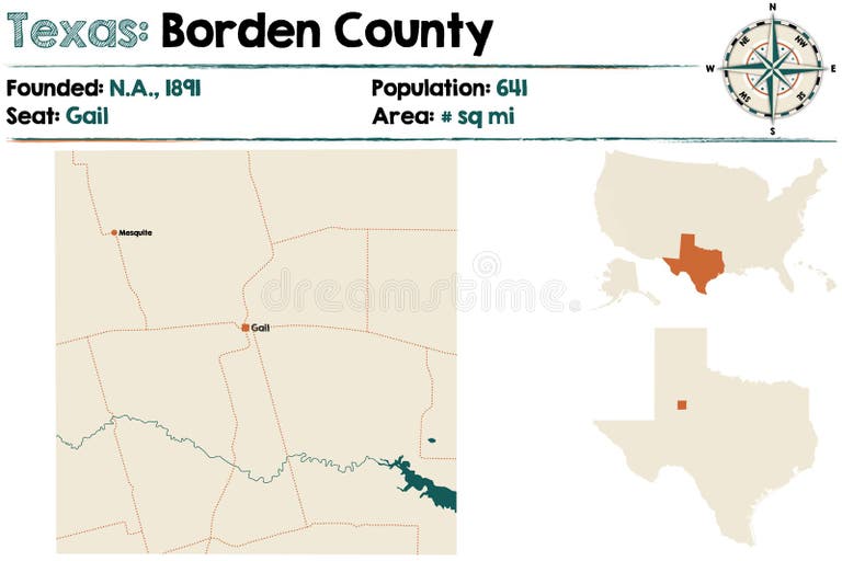 Mapa De Borden County Em Texas Ilustração do Vetor - Ilustração de ...