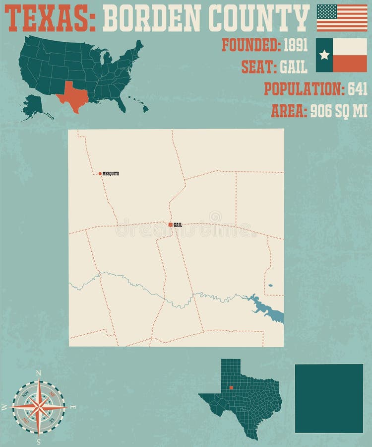 Mapa De Borden County Em Texas Ilustração do Vetor - Ilustração de azul ...