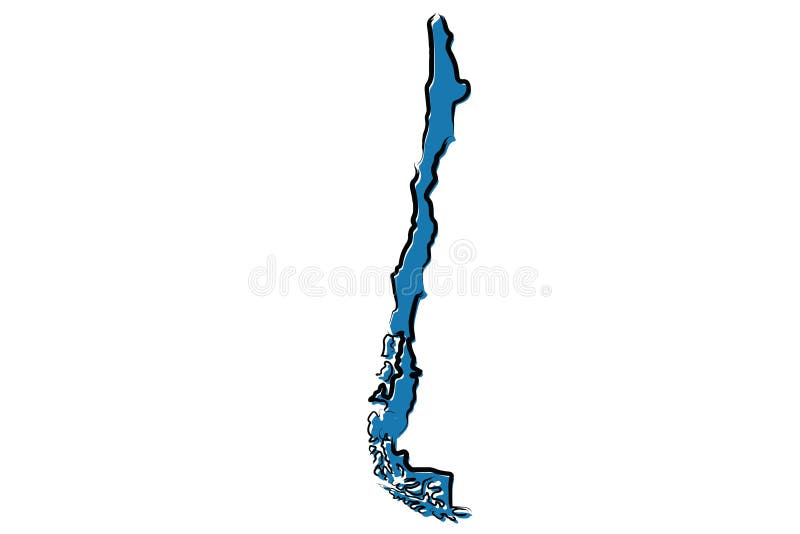 Mapa De Bosquejo Azul Estilizado De Chile Ilustración del Vector ...