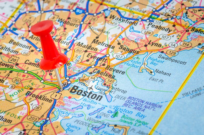 Cidade De Boston Em Um Mapa De Estradas Imagem de Stock - Imagem de ...