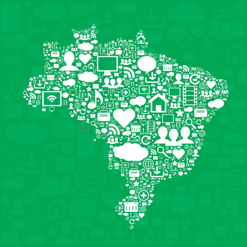 Mapa de Brasil com ícones ilustração do vetor. Ilustração de moderno ...