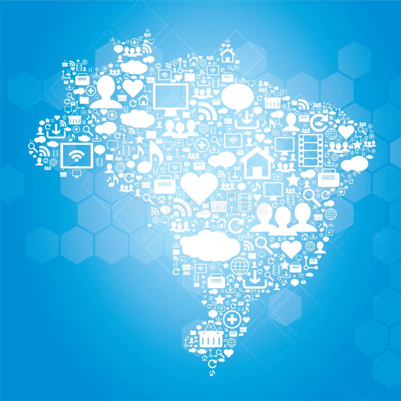 Mapa de Brasil com ícones ilustração do vetor. Ilustração de povos ...