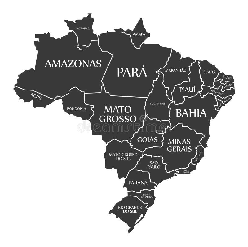 Mapa De Brasil Da Ilustração Preta Do Vetor De Curvas Do Contorno ...