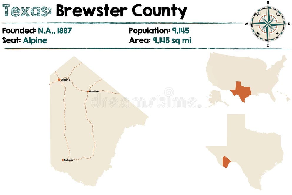 Mapa De Brewster County Em Texas Ilustração do Vetor - Ilustração de ...