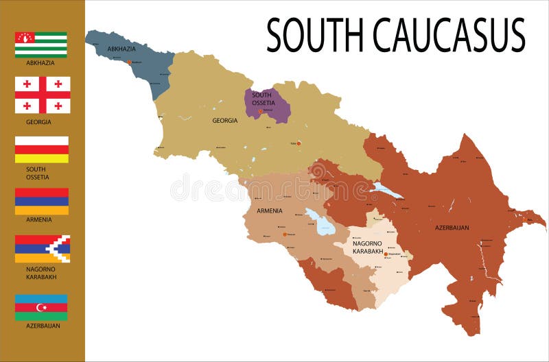 Cáucaso E Mapa Político Central De Ásia Ilustração do Vetor ...