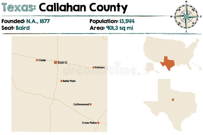 Mapa De Callahan County Em Texas Ilustração do Vetor - Ilustração de ...