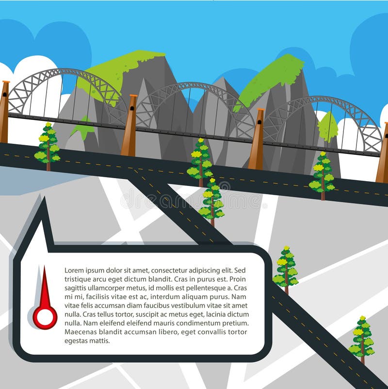 Mapa De Camino Con Los Caminos Y El Puente Ilustración del Vector ...