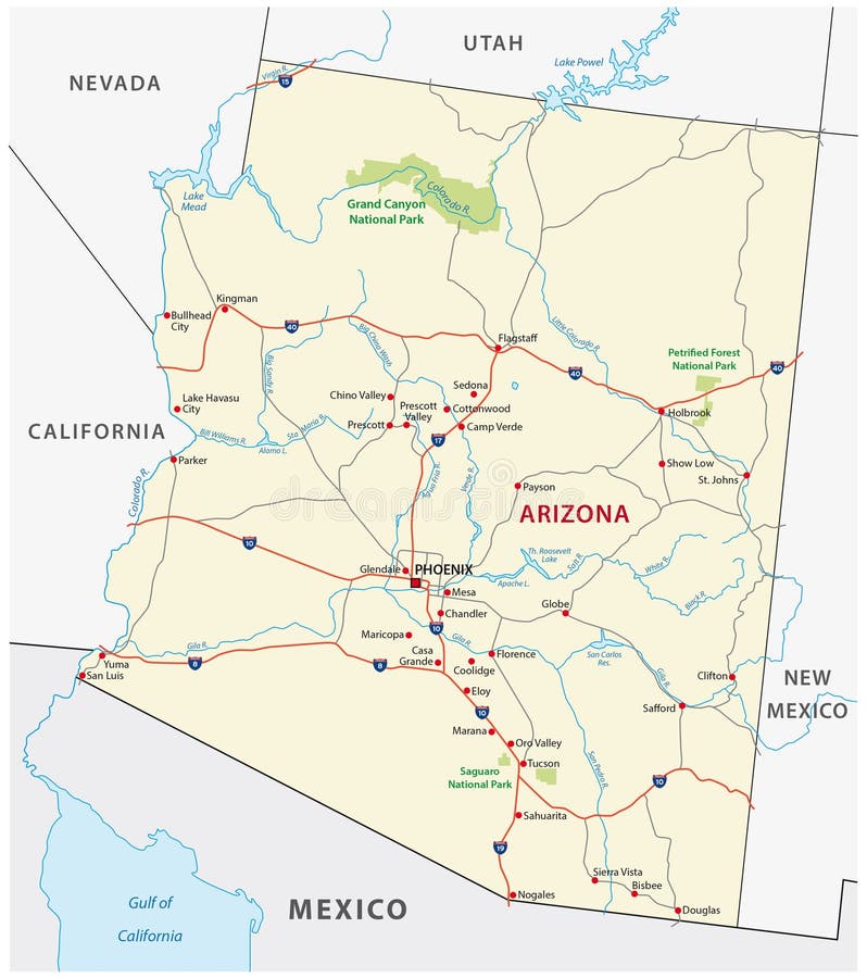 Mapa de Arizona ilustración del vector. Ilustración de vector - 35780756