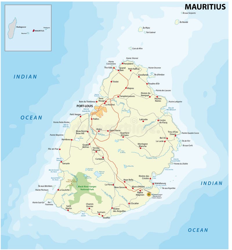 Mapa político de Mauricio ilustración del vector. Ilustración de colina ...