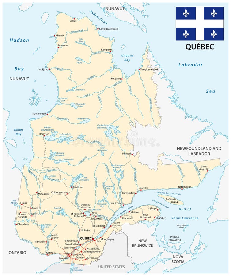 Mapa Del Vector Del Camino De Quebec De La Provincia Ilustración del ...