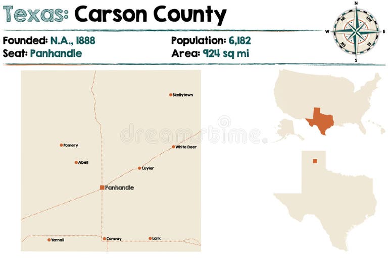 Mapa De Carson County Em Texas Ilustração do Vetor - Ilustração de ...