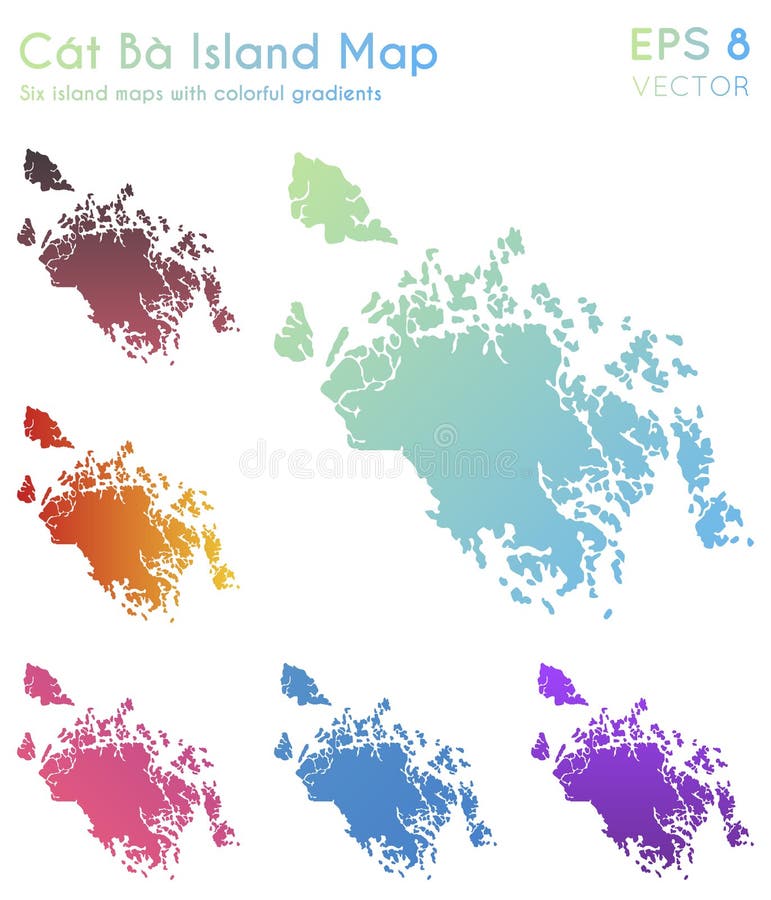 Mapa De Cat Ba Island Con Pendientes Hermosas Ilustración del Vector ...