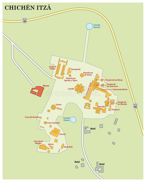 Mapa De Chichen Itza, México Foto de Stock - Imagem de planta, hotel ...