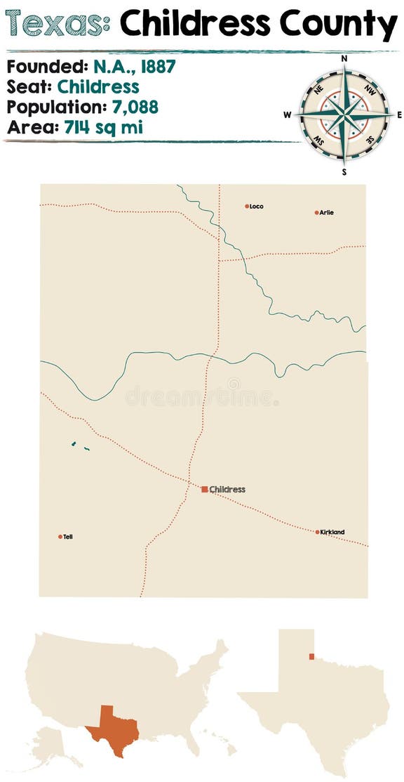 Mapa De Childress County Em Texas Ilustração do Vetor - Ilustração de ...