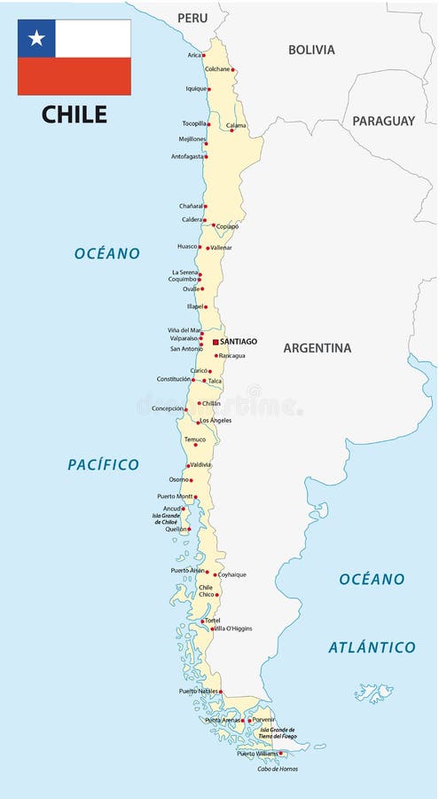 Mapa De Chile Con La Bandera Stock de ilustración - Ilustración de ...