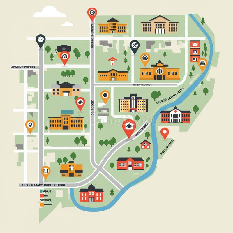 Mapa De Ciudad Ilustrado Y Colorido Con Varios Edificios Y Monumentos ...