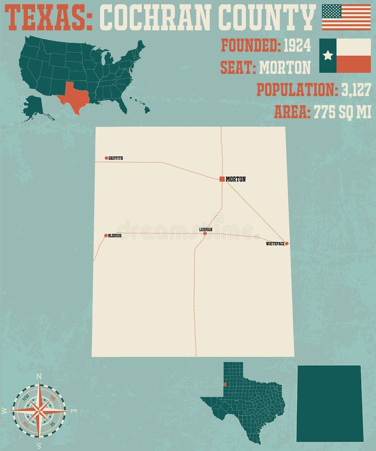 Mapa De Cochran County Em Texas Ilustração do Vetor - Ilustração de ...