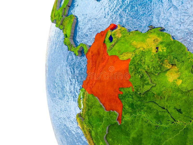 Mapa De Colombia En El Modelo Del Globo Stock de ilustración ...