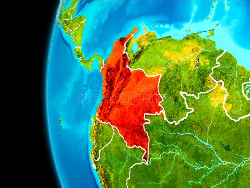 Mapa de Colombia en rojo stock de ilustración. Ilustración de ...